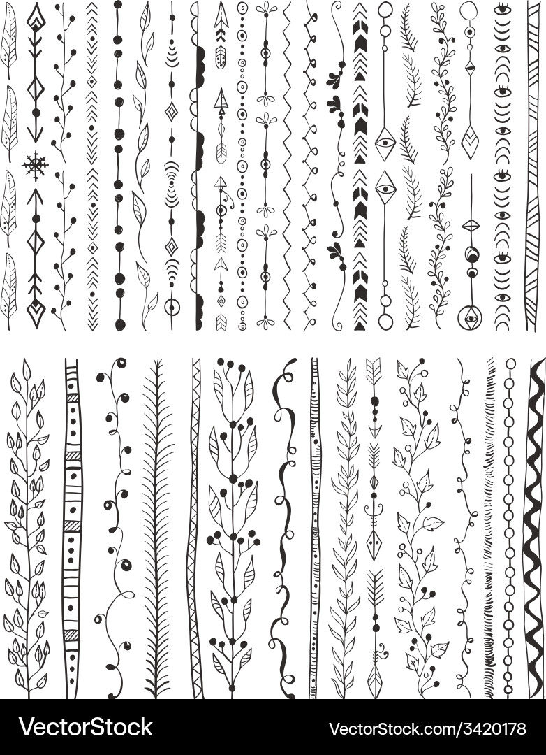 Hand drawn line border set Royalty Free Vector Image Hand drawn line border set Royalty Free Vector Image