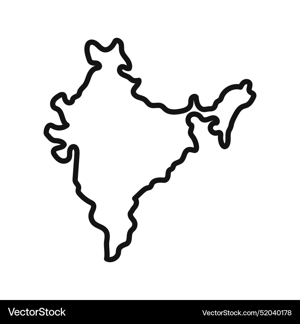 Indian map icon black and white sign Royalty Free Vector