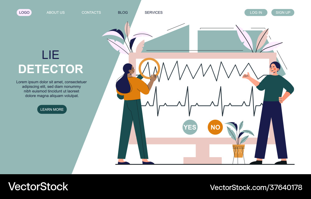Male and female experts decrypting lie detector Vector Image