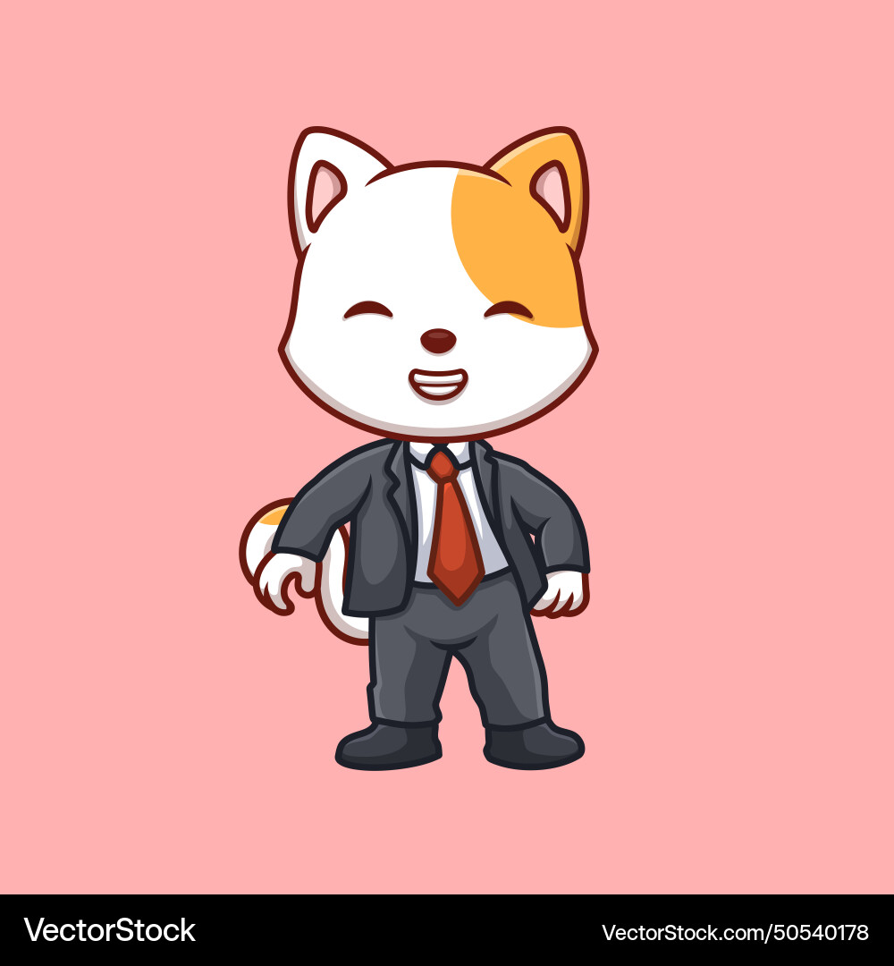 Manager white cat cute cartoon Royalty Free Vector Image