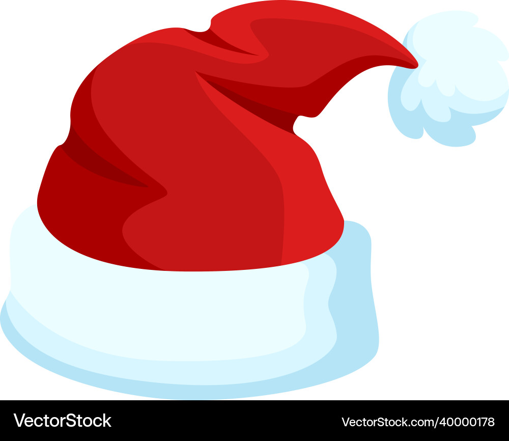 Santa claus hat icon cartoon red wool Royalty Free Vector