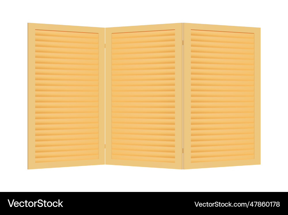 Wooden folding screen with horizontal slats Vector Image