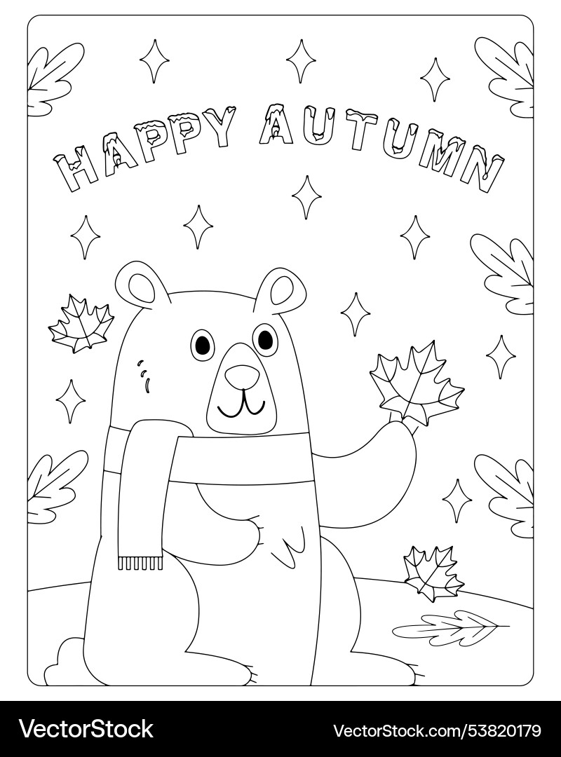 Autumn coloring page for kids Royalty Free Vector Image