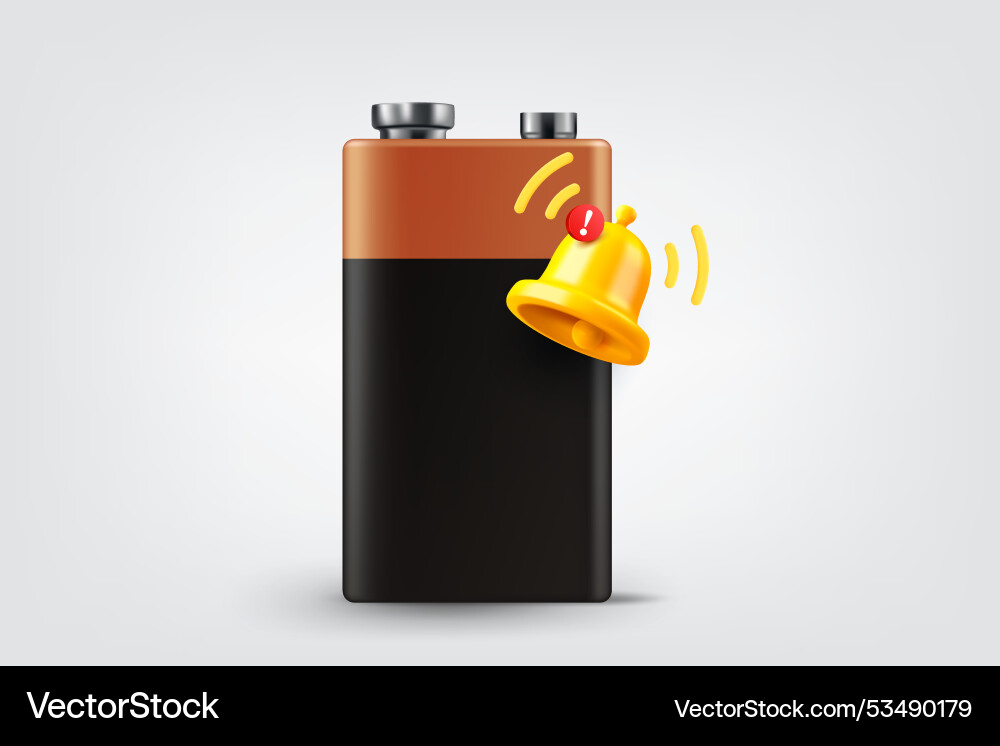 Battery with ringing bell 3d Royalty Free Vector Image