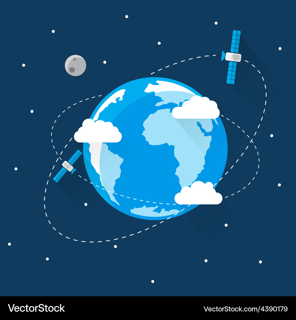 Blue earth in space modern flat design Royalty Free Vector