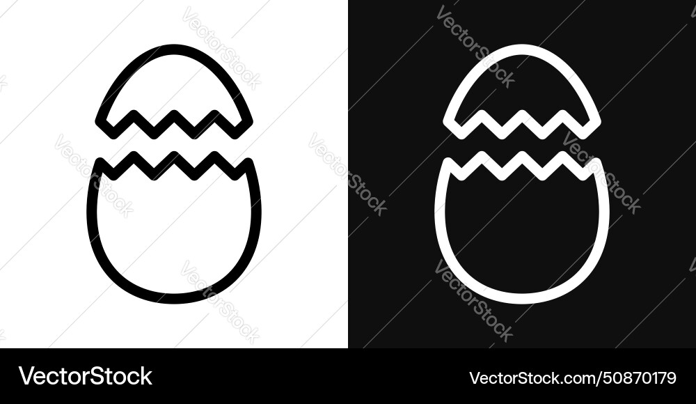 Broken egg icon set egg with crack symbol cracked Vector Image