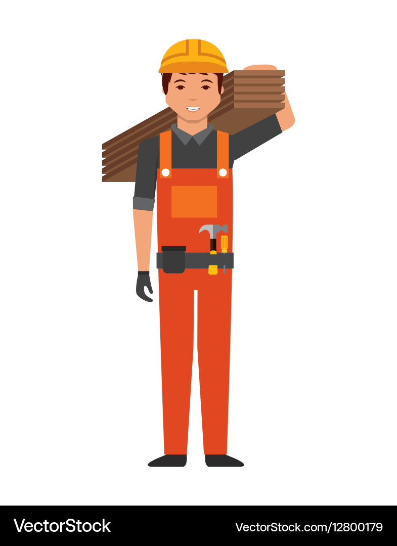 Construction worker cartoon icon Royalty Free Vector Image