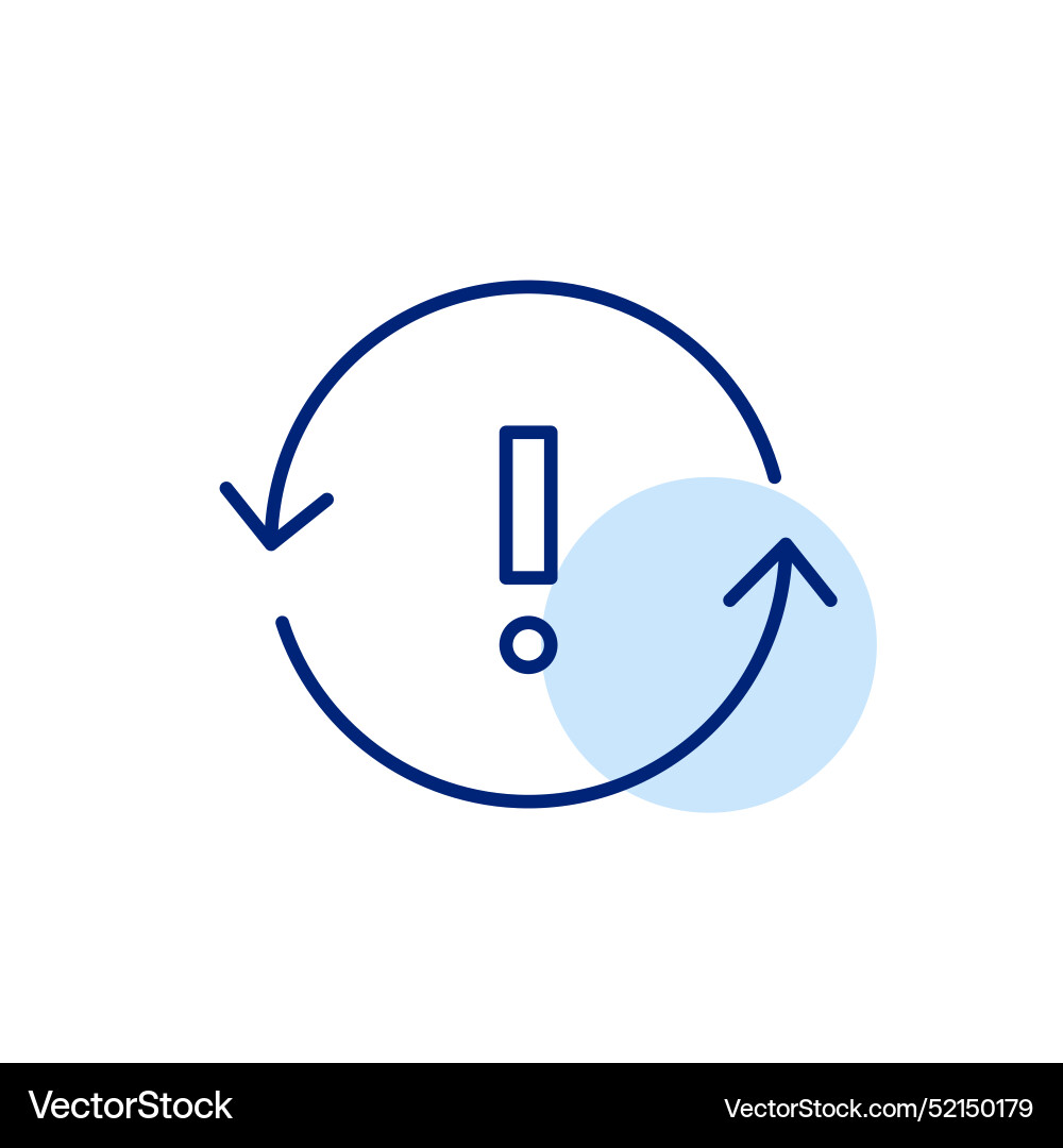 Exclamation mark and rotating arrows renewal Vector Image