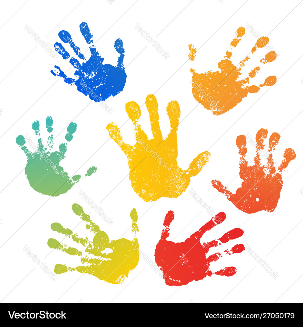 Hand rainbow print isolated on white background Vector Image