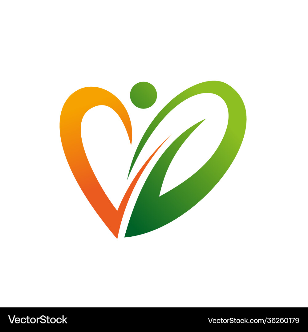 Heart shaped human medical logo Royalty Free Vector Image