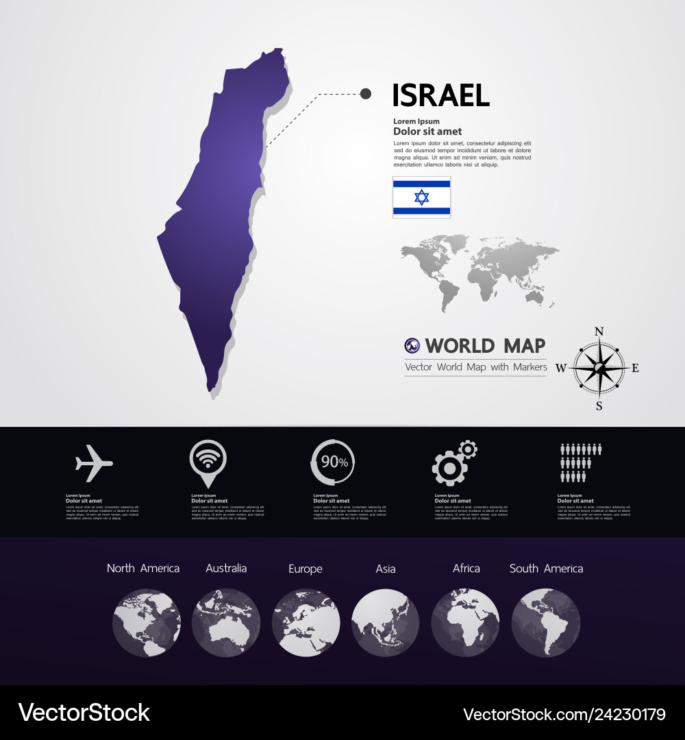 Israel map Royalty Free Vector Image - VectorStock