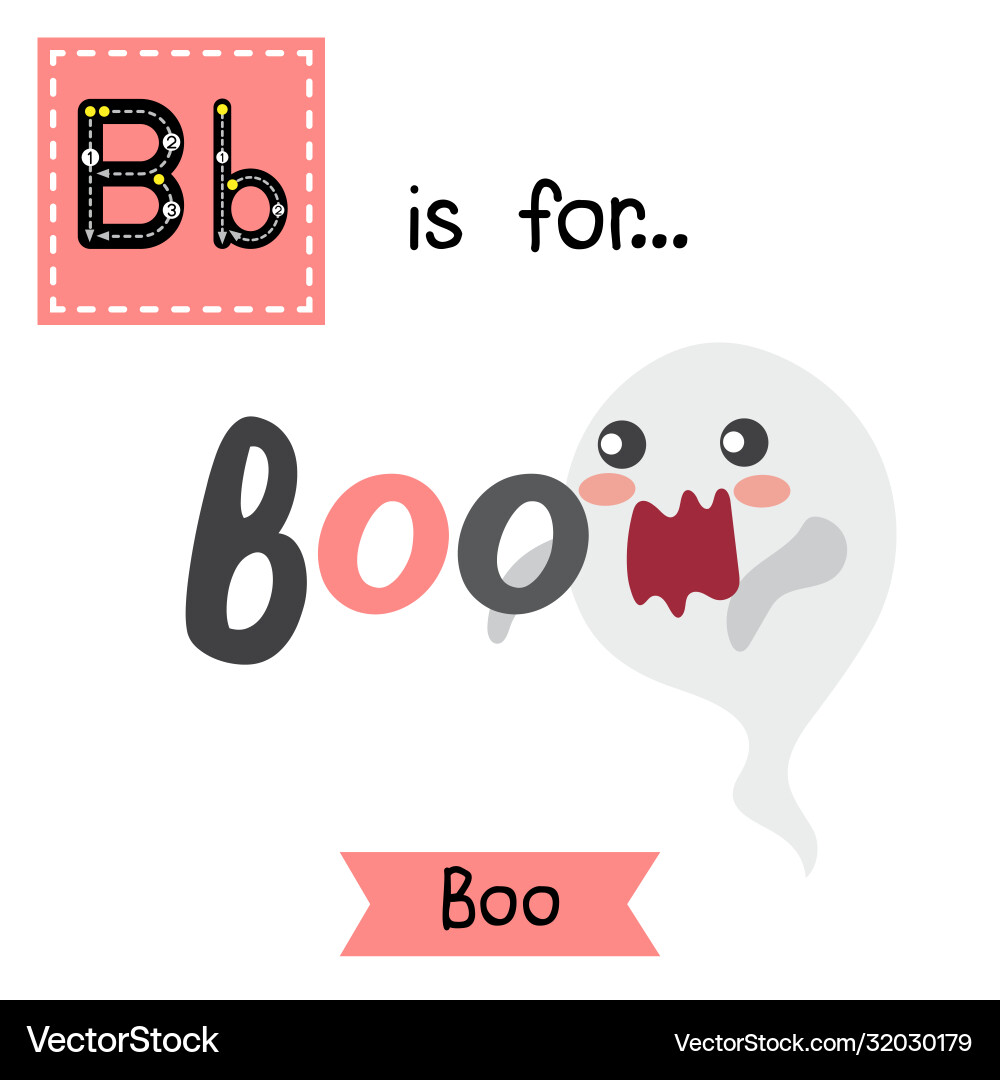 Letter b tracing boo Royalty Free Vector Image