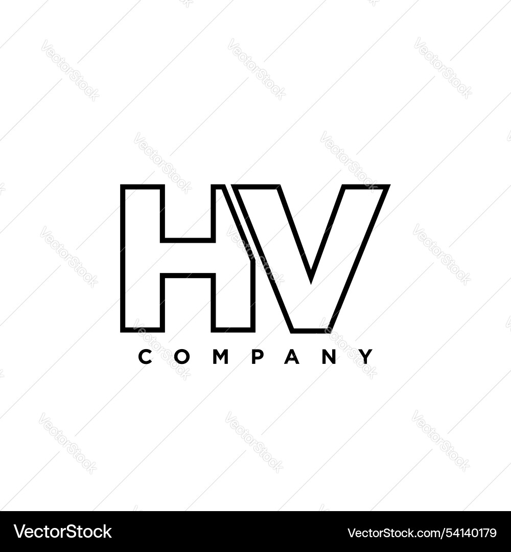 Letter h and v hv logo design template minimal Vector Image