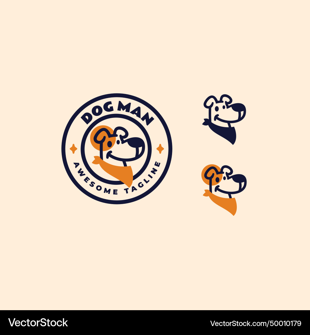 Logo dog man line art style Royalty Free Vector Image