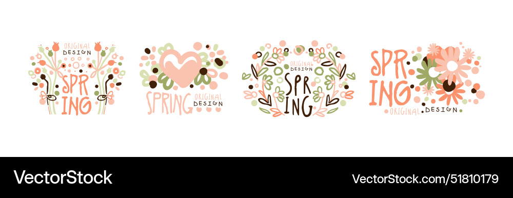 Spring label and logo original design set Vector Image