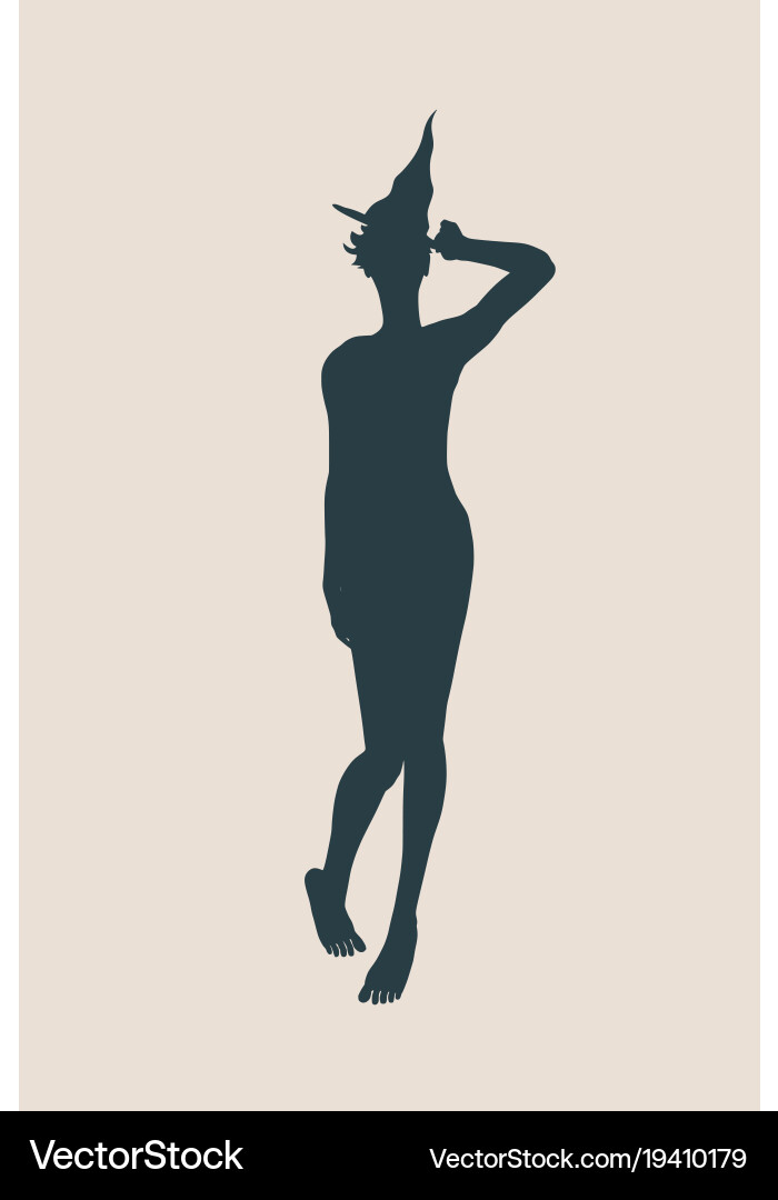 Junge Hexe Ikone Silhouette Lizenzfreies Vektorbild