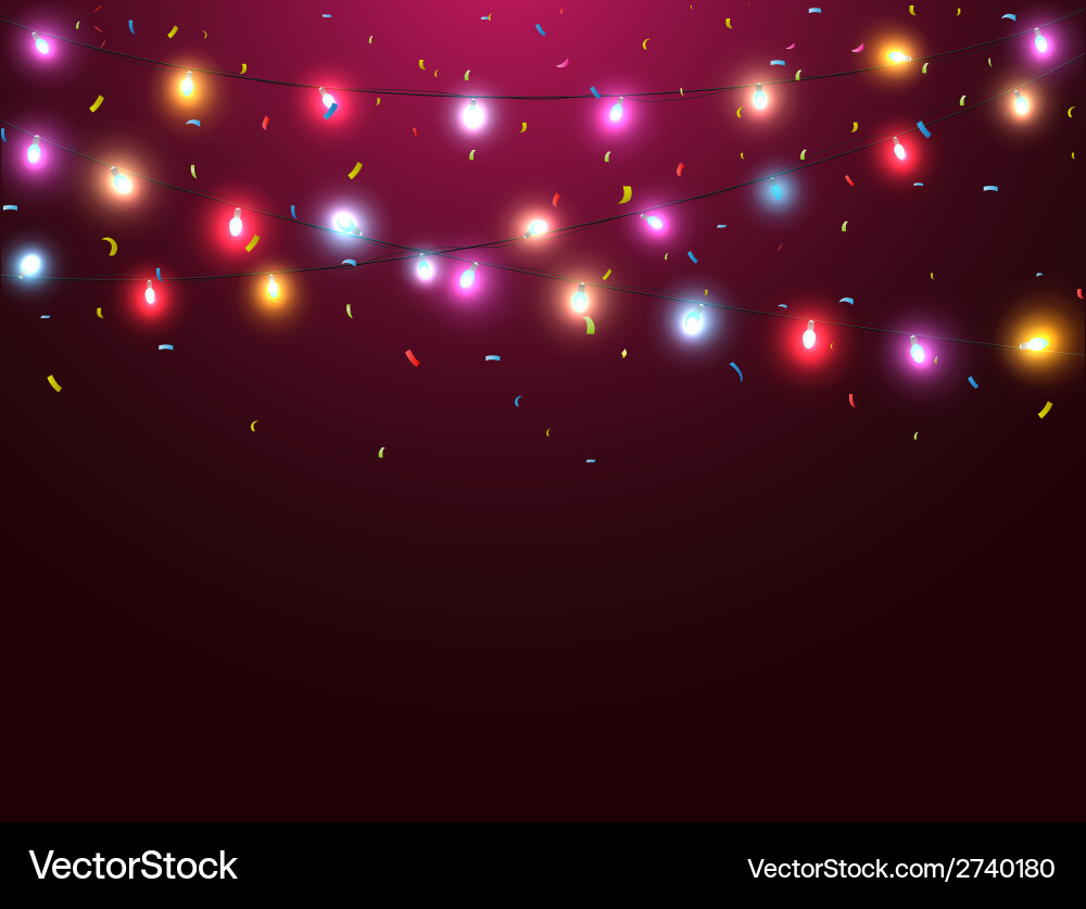 Colorful lights with confetti Royalty Free Vector Image
