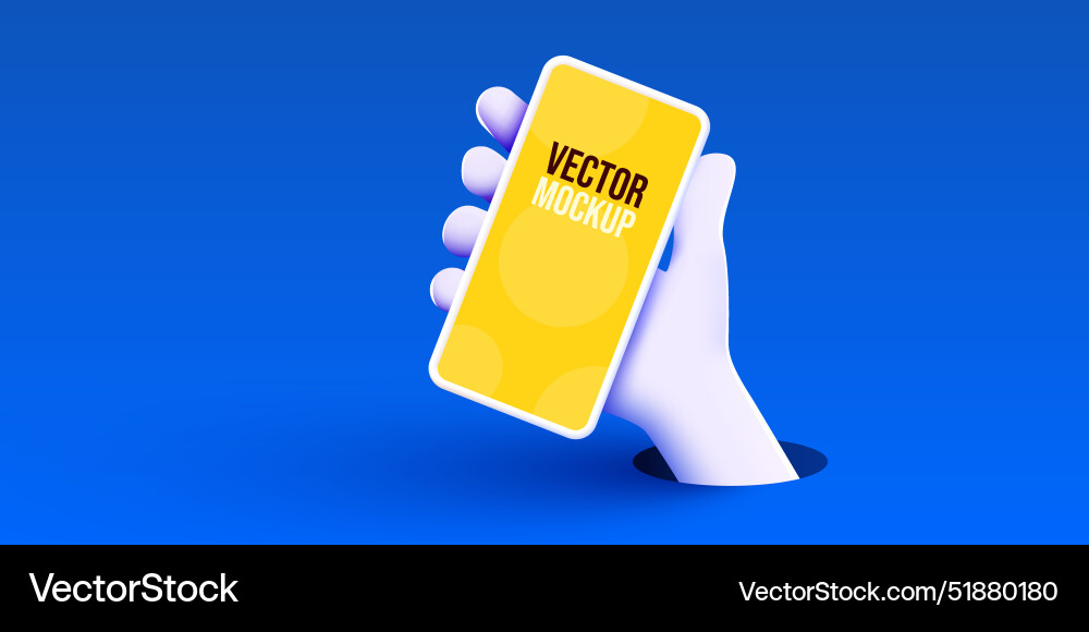 Cute cartoon hand holding mobile smart phone Vector Image