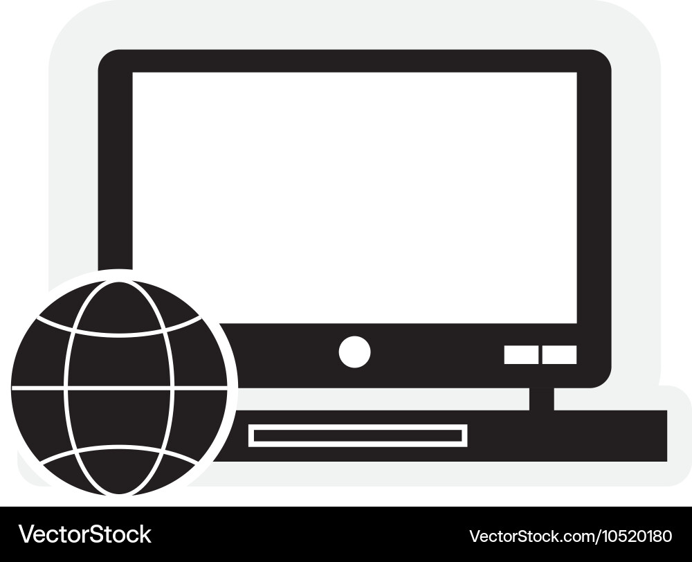 Earth globe diagram and laptop icon Royalty Free Vector