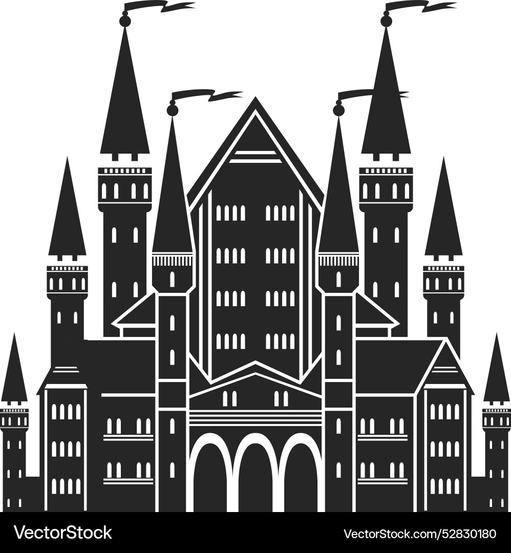 Fantasy citadel black icon medieval castle Vector Image