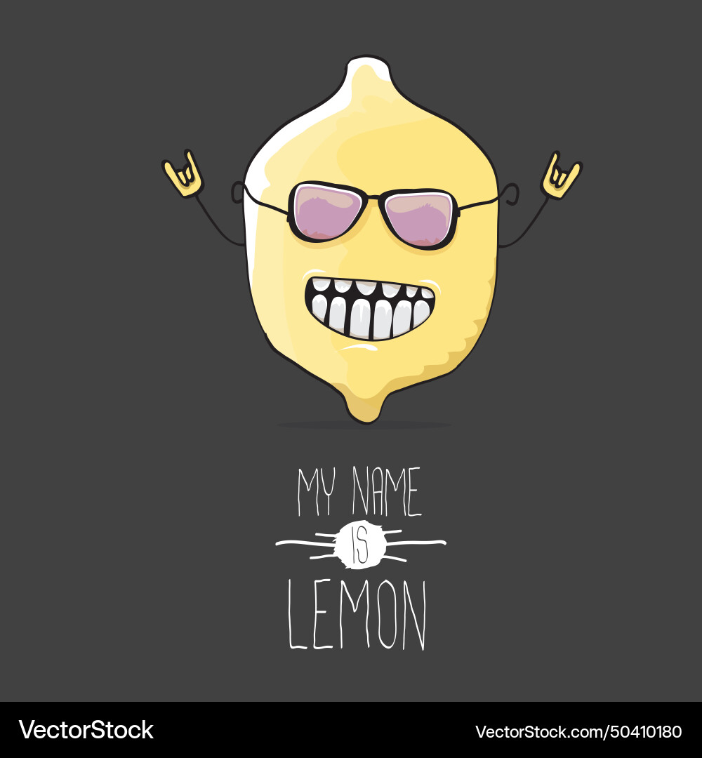 Funny cartoon cute yellow lemon character Vector Image