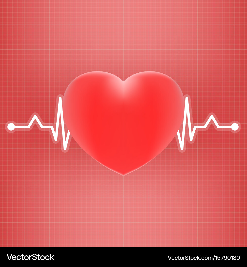 Heart and beat on ekg isolated Royalty Free Vector Image