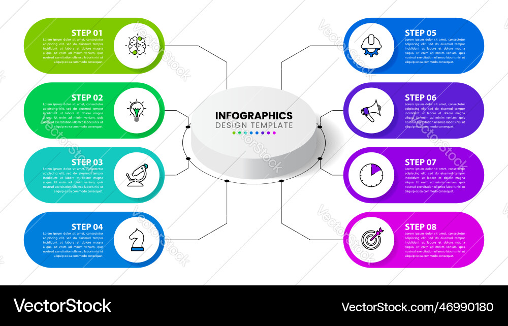 Infographic template isometric circle with 8 steps