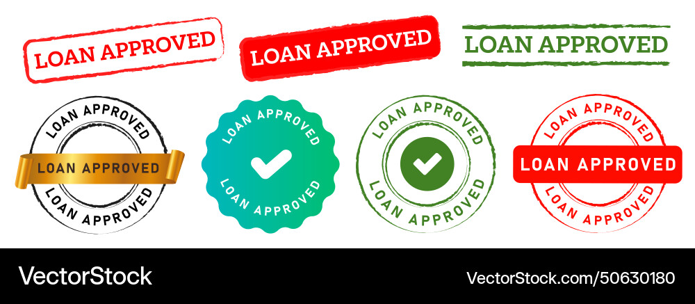 Loam approved rectangle and circle stamp label Vector Image