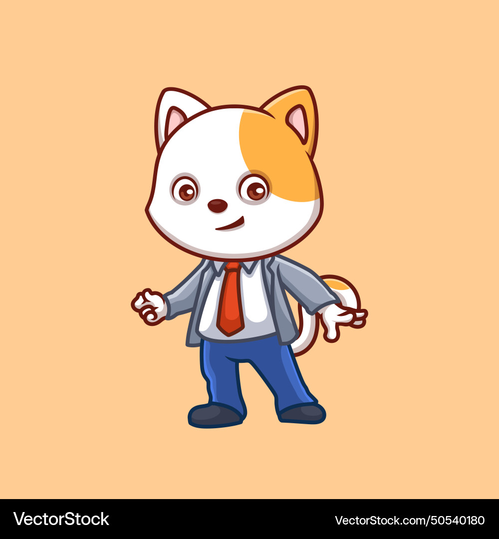 Manager white cat cute cartoon Royalty Free Vector Image