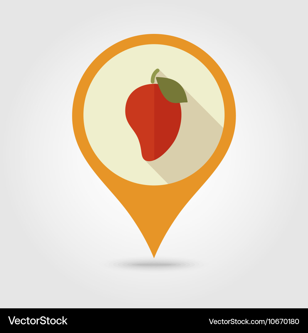 Mango flat pin map icon tropical fruit Royalty Free Vector