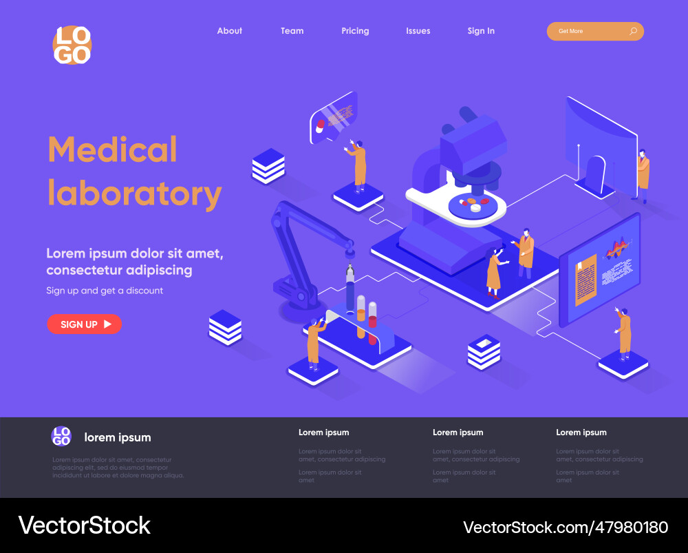 Medical laboratory isometric landing page Vector Image