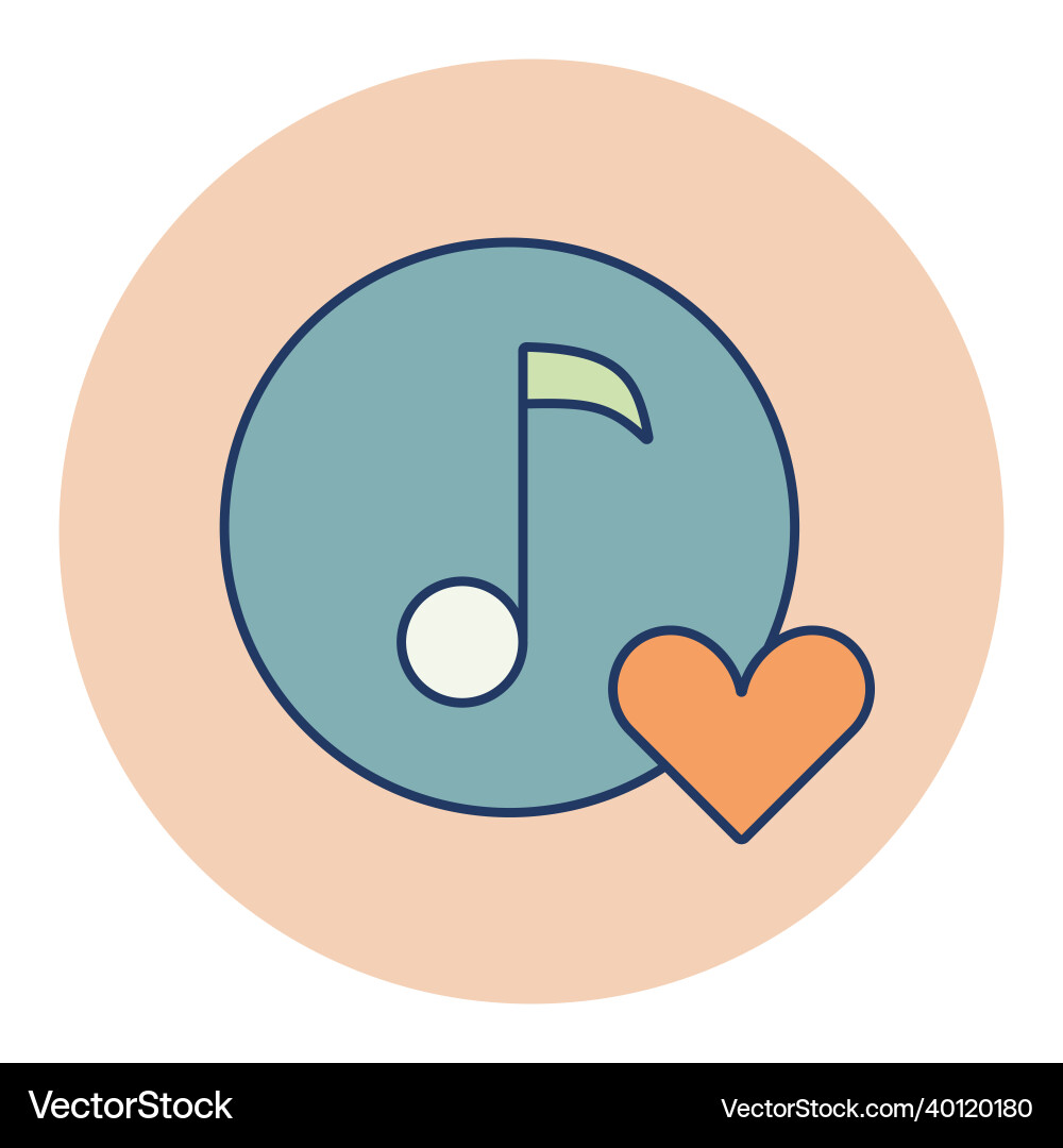 Musical note icon music with heart sign Royalty Free Vector