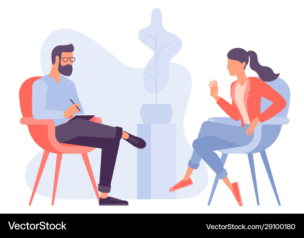 Patient with psychotherapist Royalty Free Vector Image