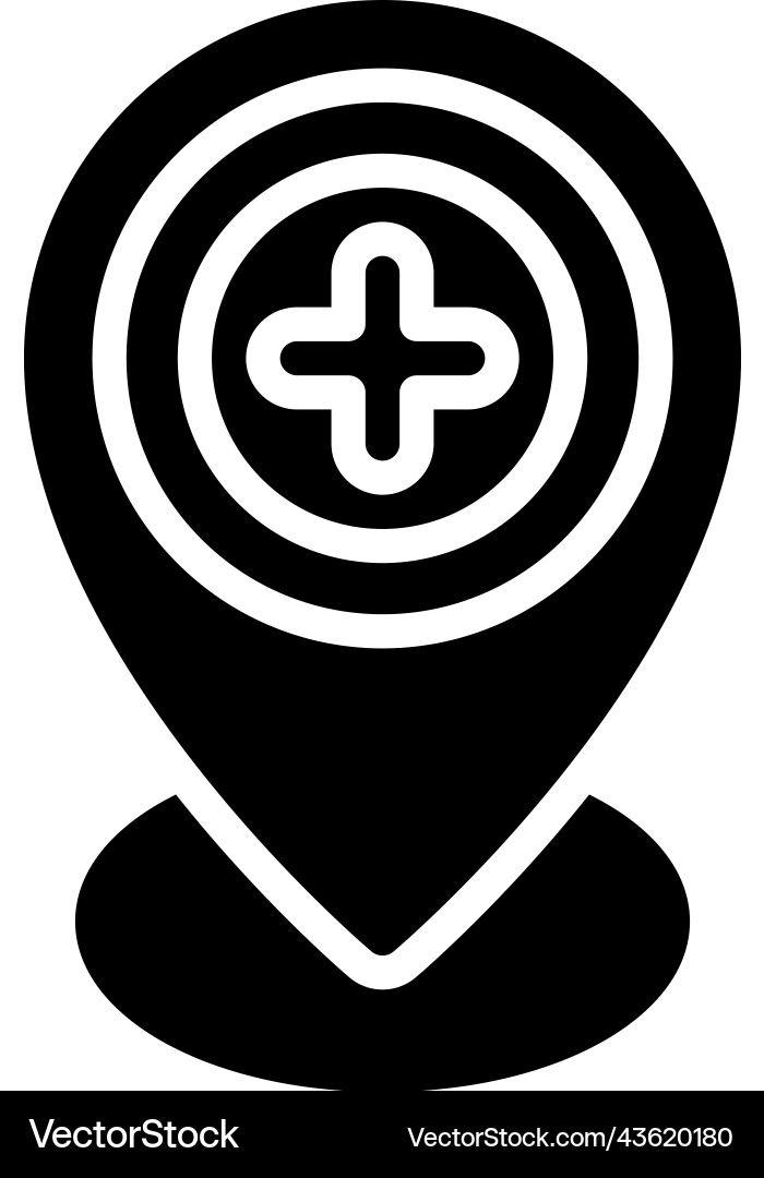 Pin with cross sign icon location map Royalty Free Vector