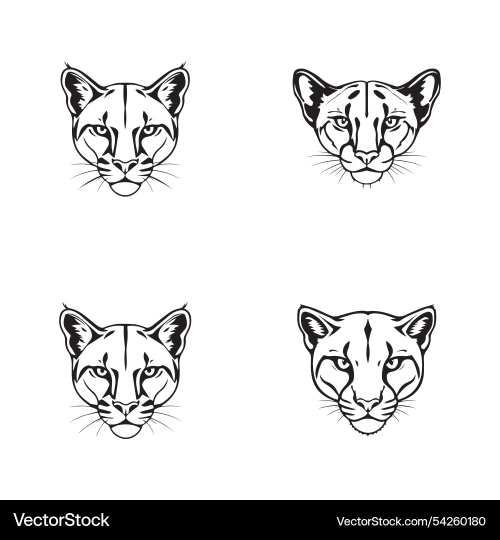 Puma head set logo icon template Royalty Free Vector Image