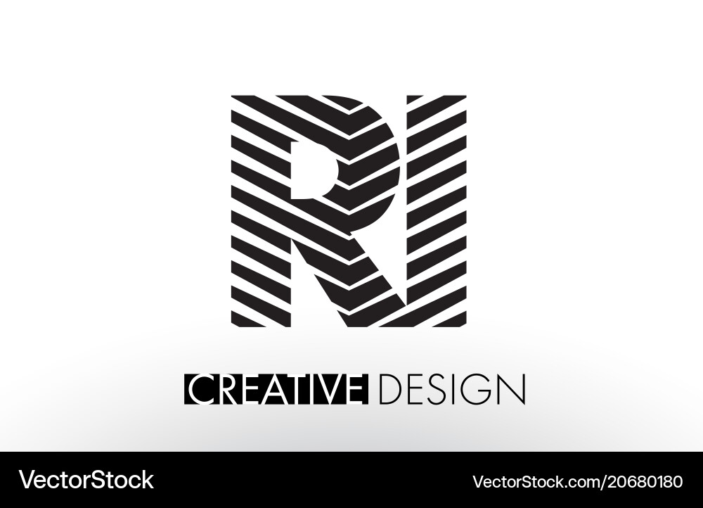 Ri r i lines letter design with creative elegant Vector Image