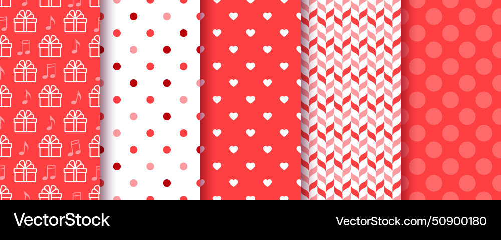 Seamless backgrounds valentines day pattern set Vector Image