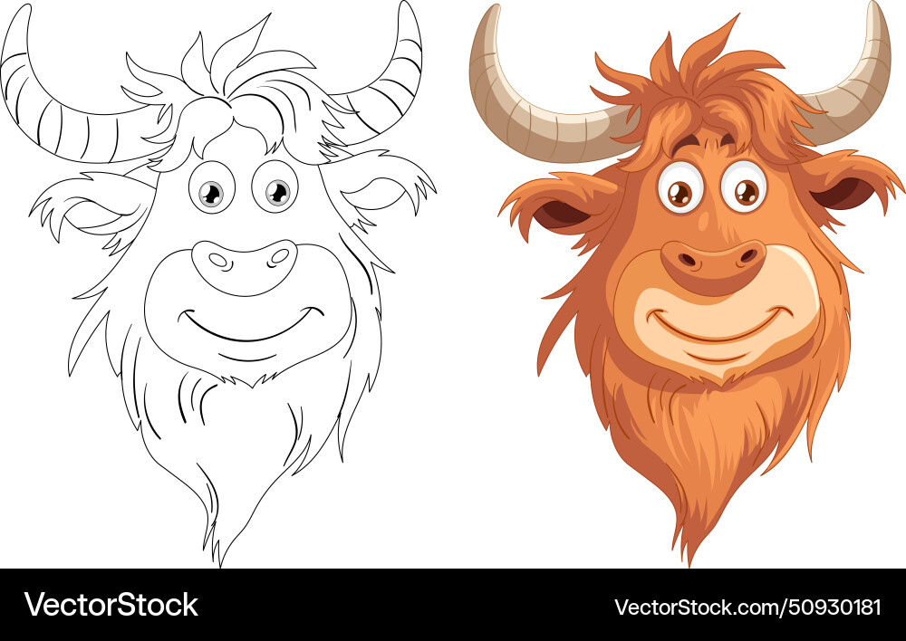 A happy smiling yak Royalty Free Vector Image - VectorStock
