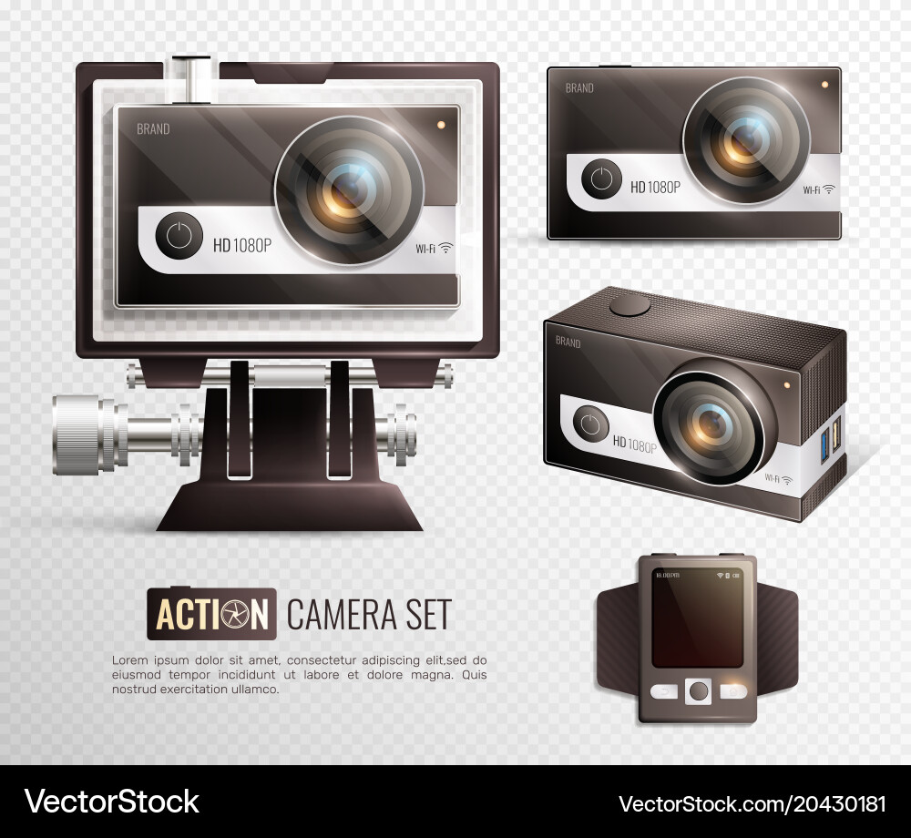 Action camera set Royalty Free Vector Image - VectorStock