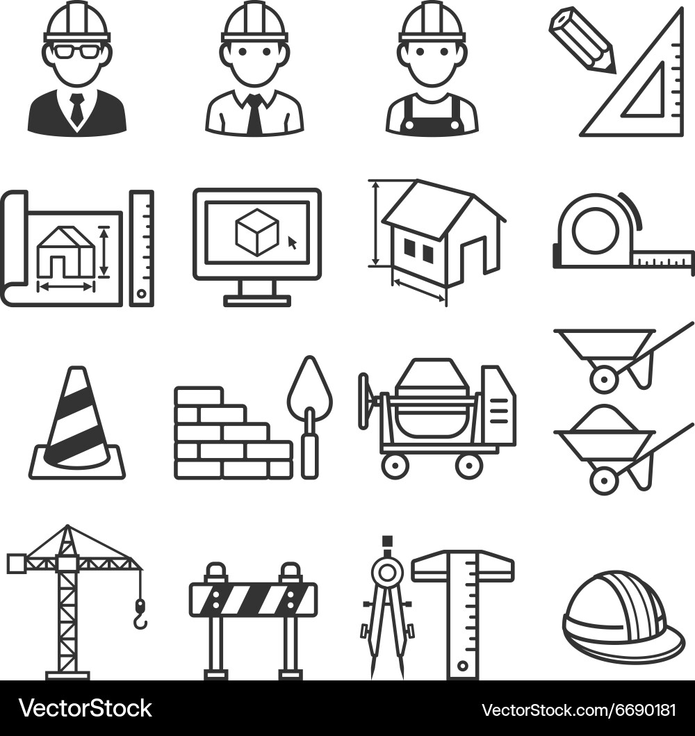 Architecture construction building icon set Vector Image
