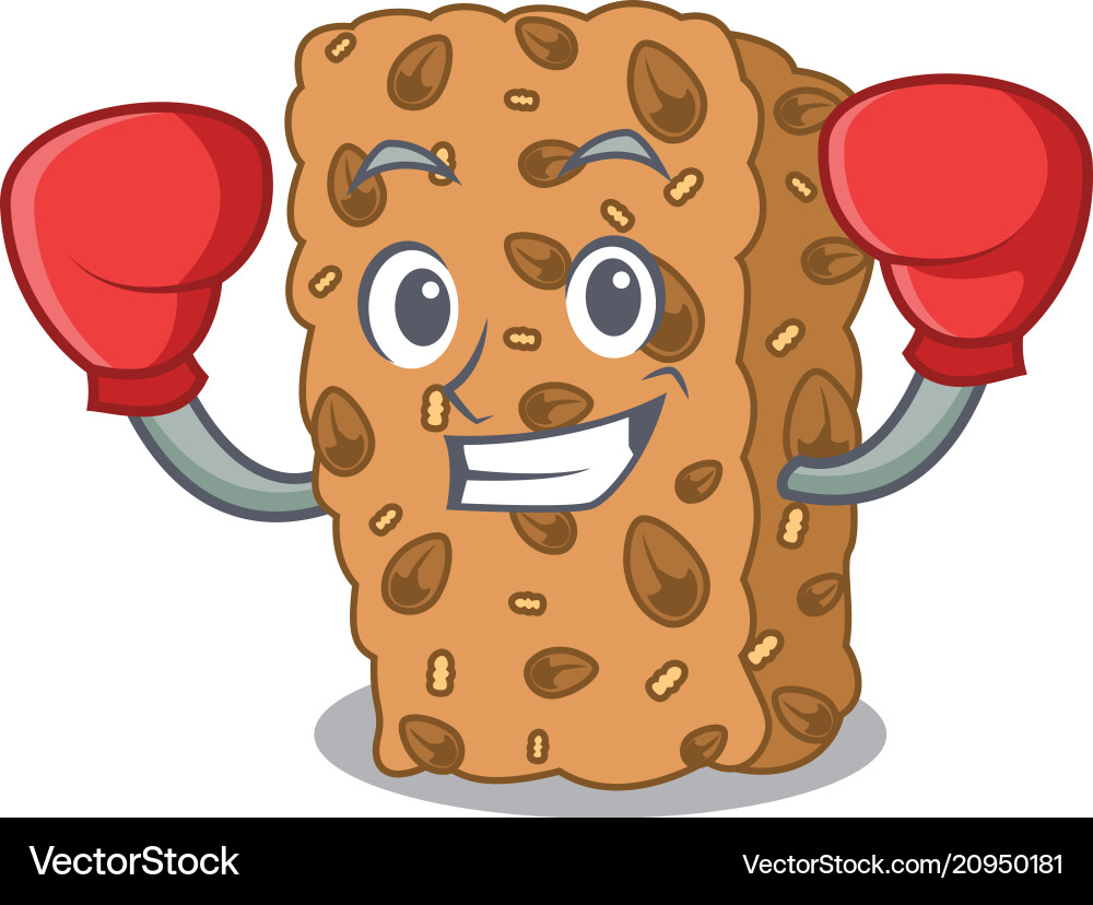 Boxing granola bar character cartoon Royalty Free Vector