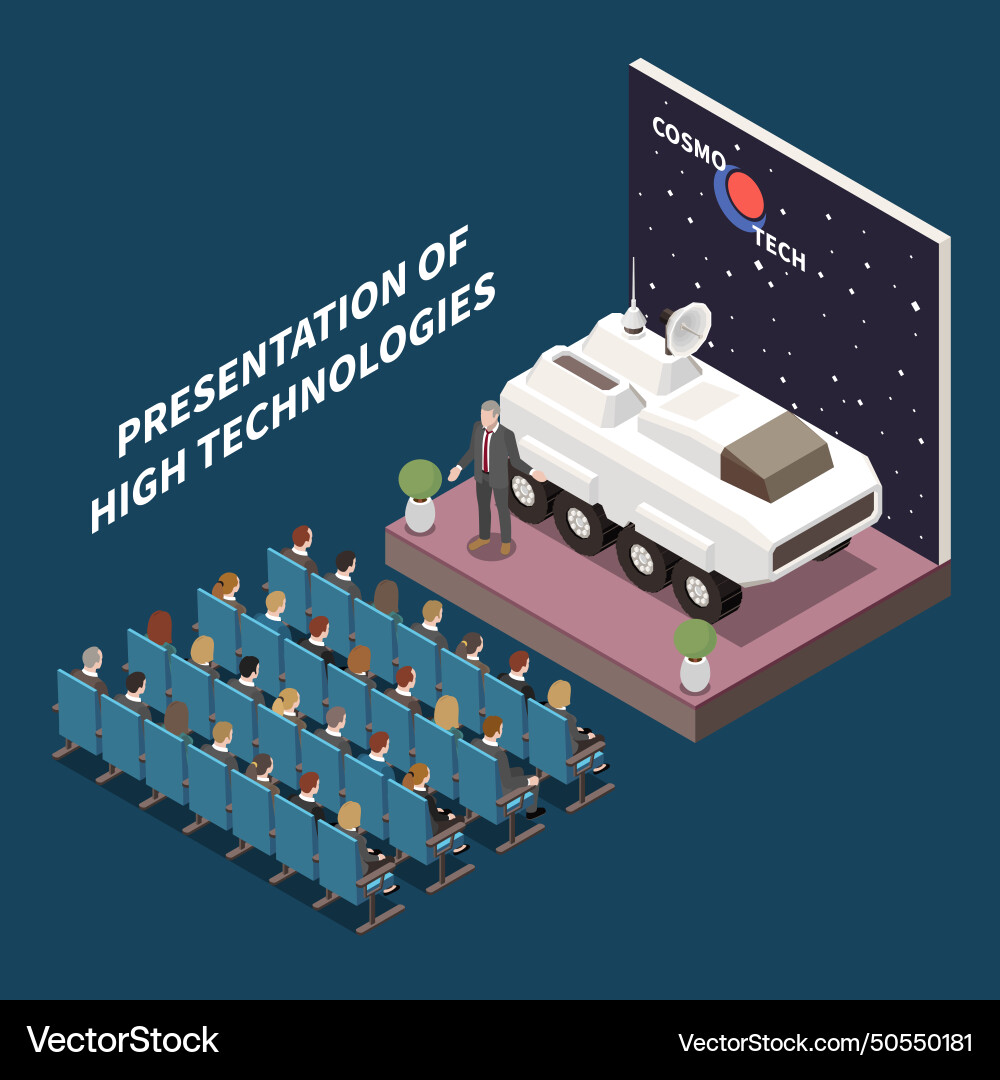 Conference hall presentation isometrics Royalty Free Vector