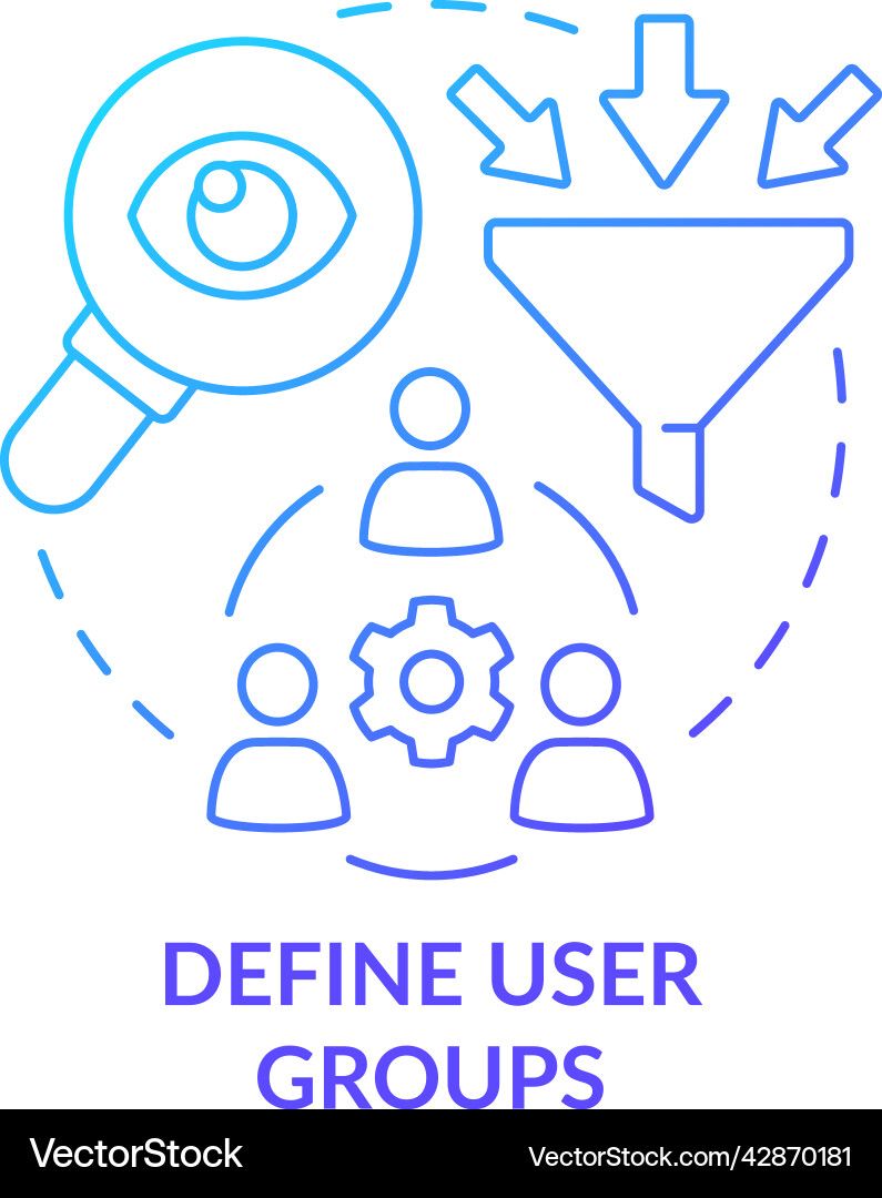 Define user groups blue gradient concept icon Vector Image Define user groups blue gradient concept icon Vector Image