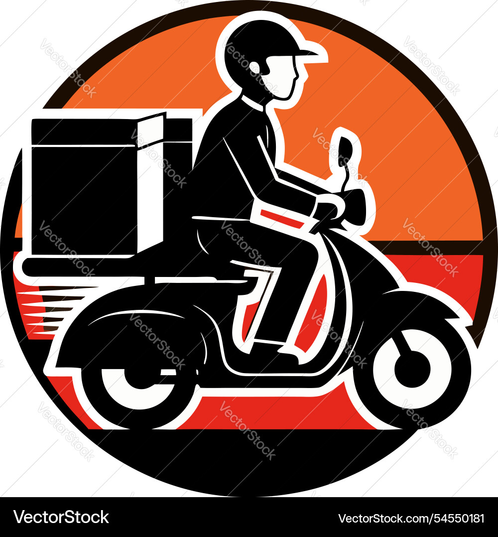 Delivery man bike logo Royalty Free Vector Image