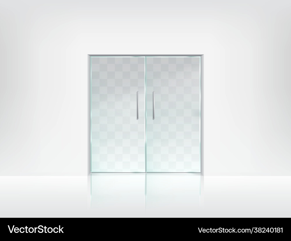 Double glass door transparent template Royalty Free Vector