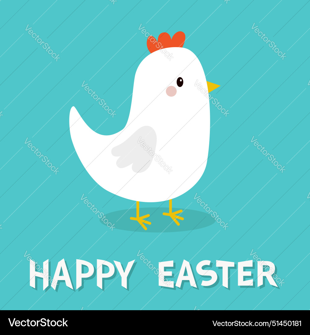 Happy easter white hen chicken bird icon cute Vector Image