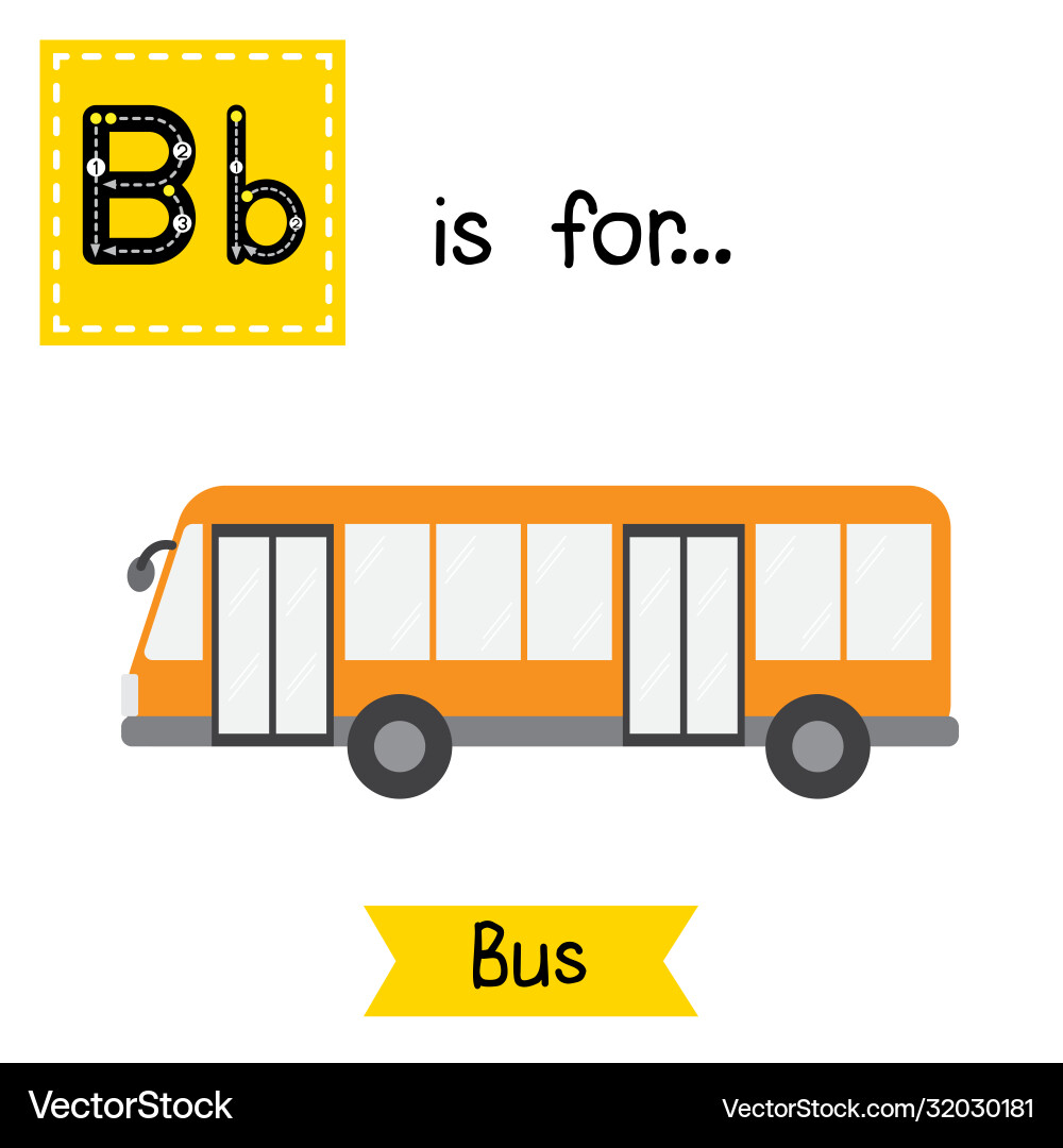 Letter b tracing bus Royalty Free Vector Image