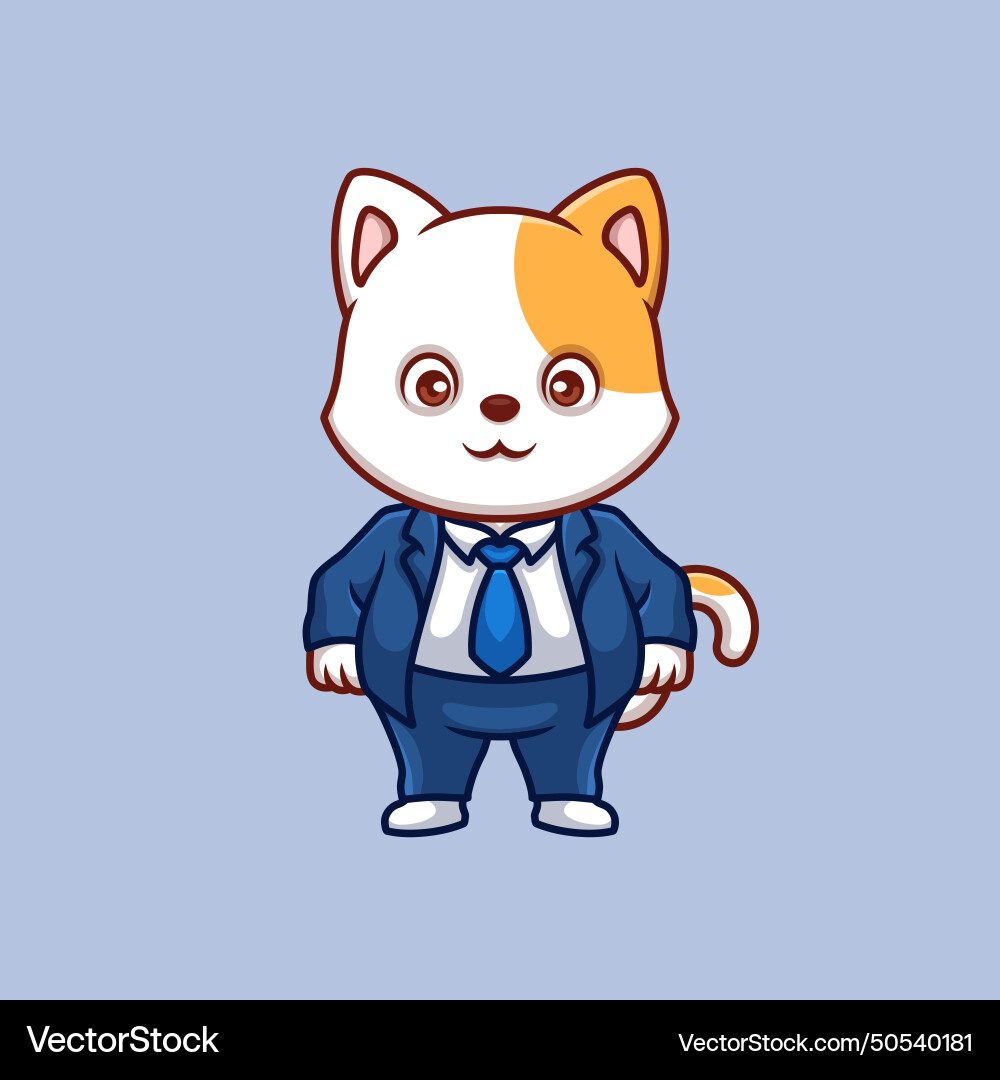 Manager white cat cute cartoon Royalty Free Vector Image