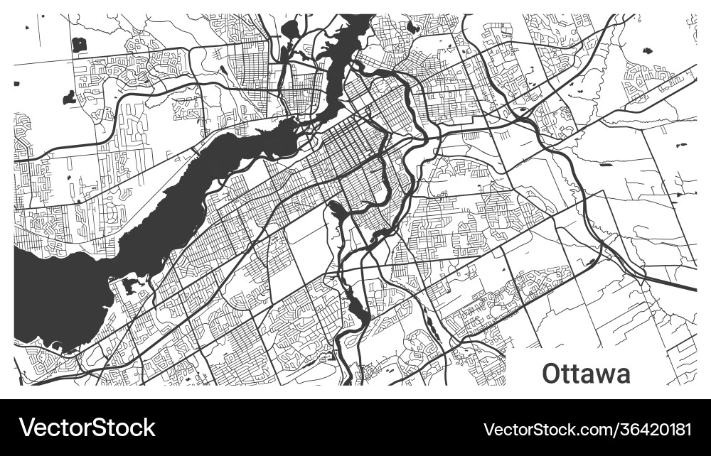 Map ottawa city ontario canada horizontal Vector Image
