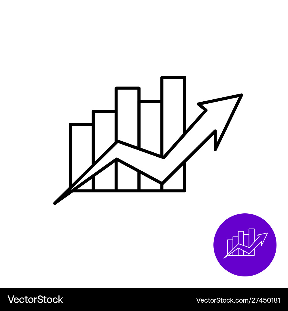 Market growth icon outline style column diagram Vector Image